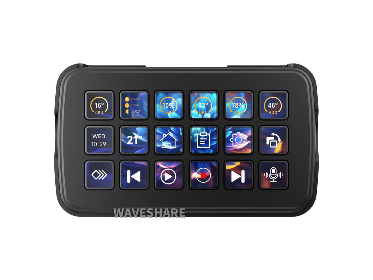 Waveshare SK18 AI Voice Control Panel - 18 Macro Keys, Linux/QMK, AIDA ...