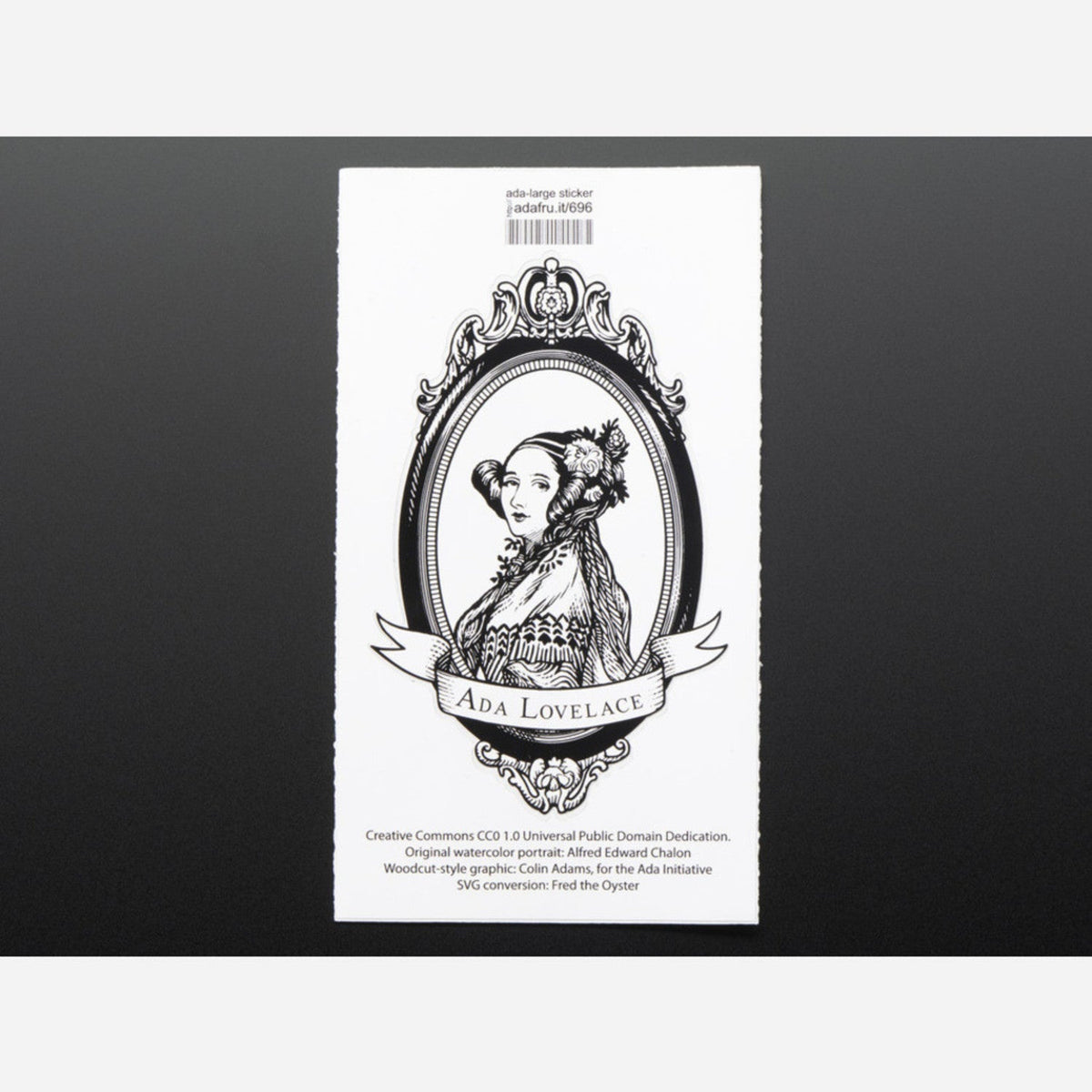 Ada Lovelace, large, oval black and white - Sticker! — Little Bird